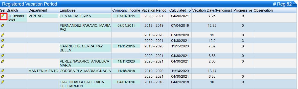 Register Vacation Periods
